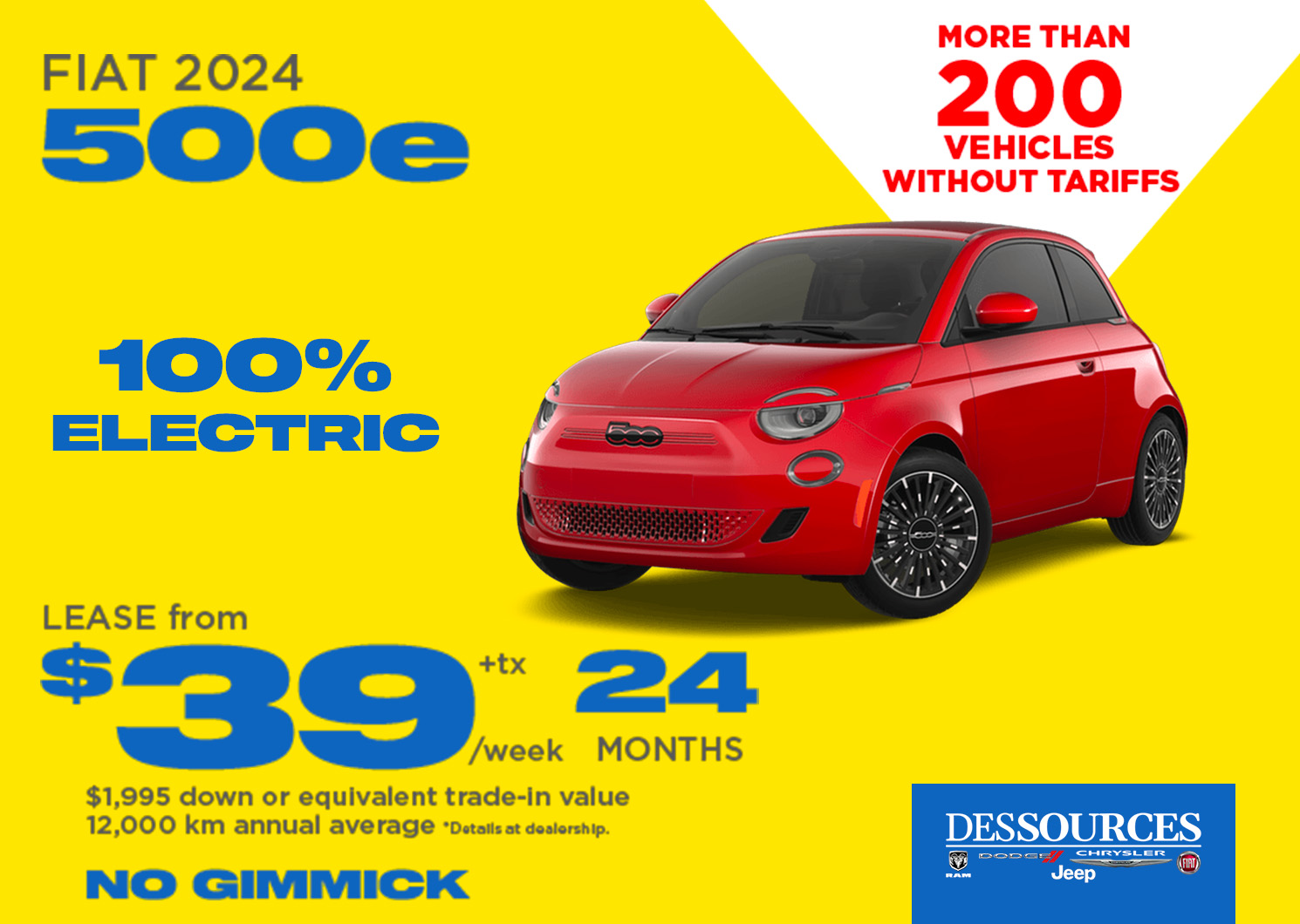 Fiat 500e Red BEV 2024 | Des Sources Dodge